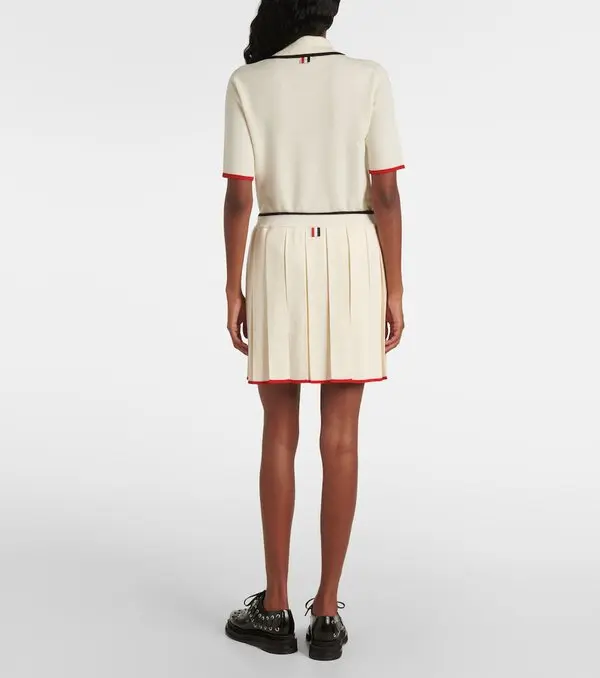 Thom Browne Pleated Wool-blend Mini Skirt - White