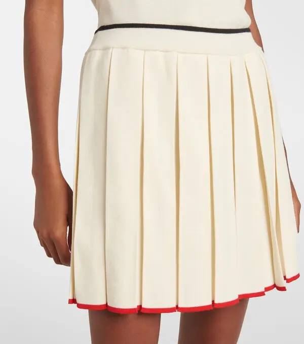 Thom Browne Pleated Wool-blend Mini Skirt - White