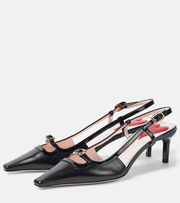 ROGER VIVIER Viv' Canard 55 Leather Slingback Pumps