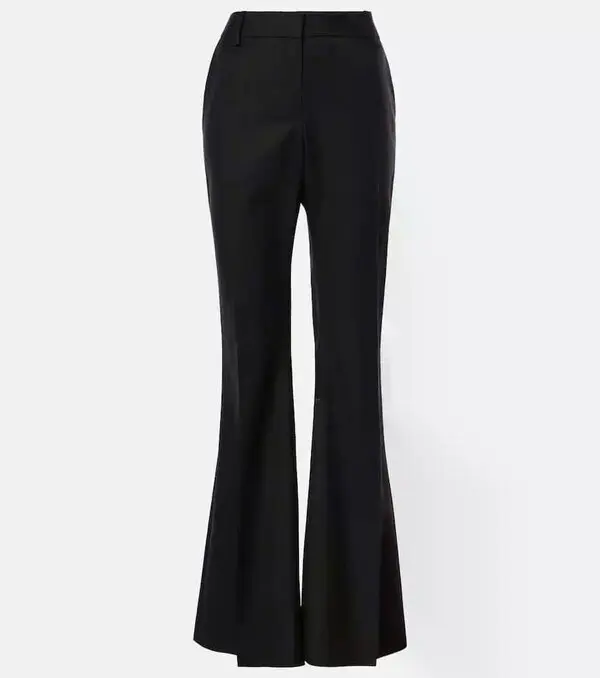 Nina Ricci Wool Gabardine Flared Trousers - Black