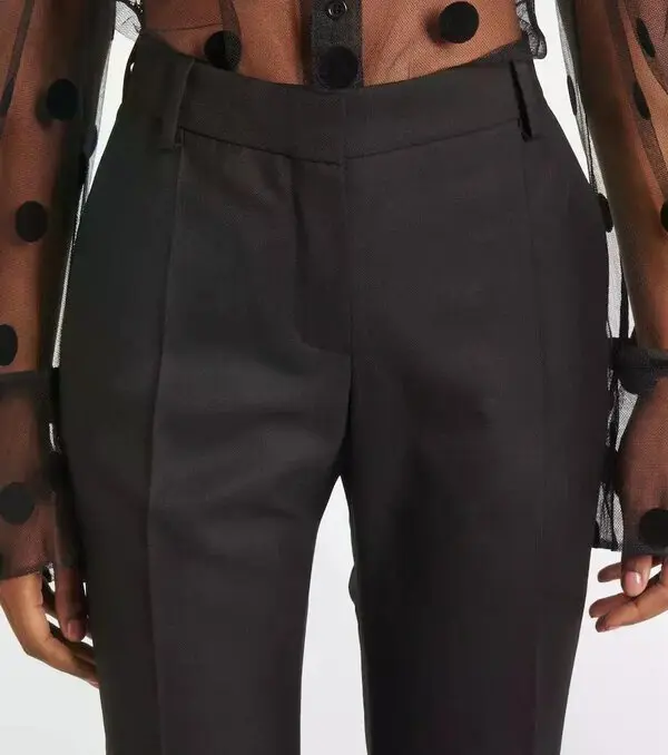 Nina Ricci Wool Gabardine Flared Pants - Black