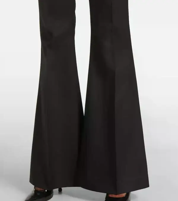 Nina Ricci Wool Gabardine Flared Pants - Black