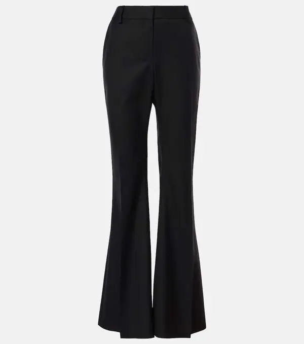 Nina Ricci Wool Gabardine Flared Trousers - Black