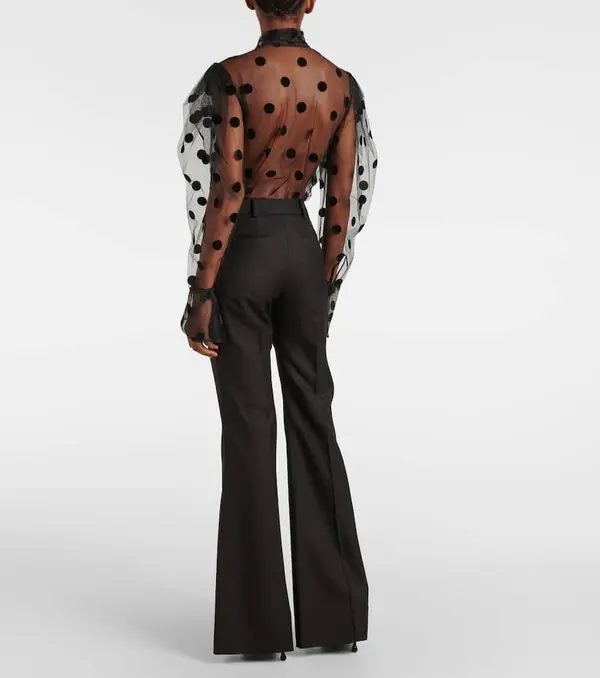 Nina Ricci Wool Gabardine Flared Trousers - Black