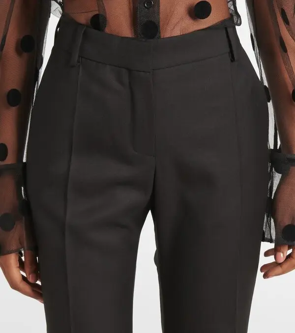 Nina Ricci Wool Gabardine Flared Trousers - Black