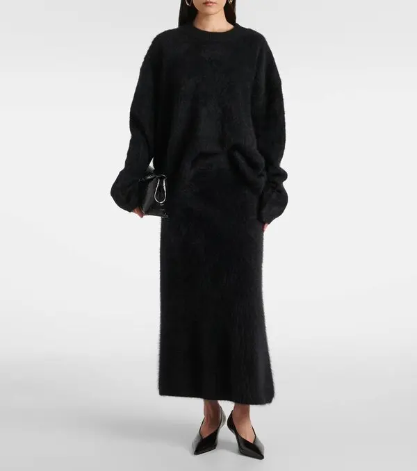 LISA YANG Asta Cashmere Midi Skirt - Black