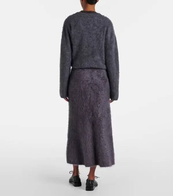 LISA YANG Asta Cashmere Midi Skirt - Grey