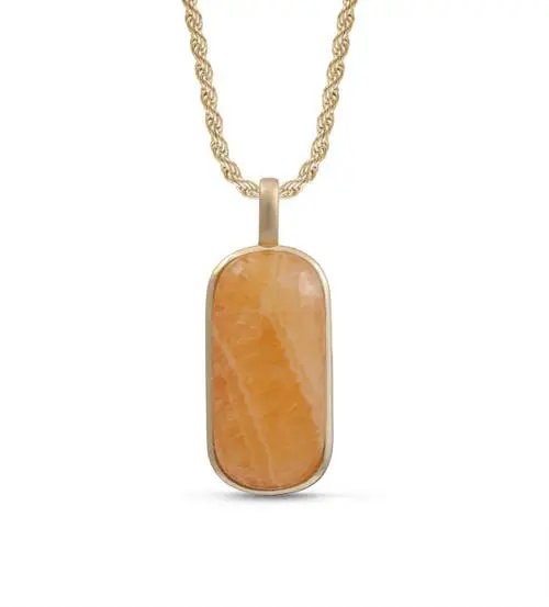 LUVMYJEWELRY Lace Agate Sterling Silver Tag Necklace - 14kt Gold Vermeil On Sterling