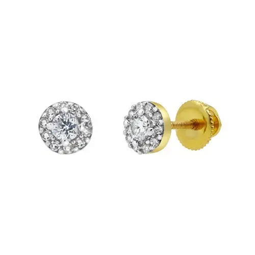 LUVMYJEWELRY Flow Flare Diamond Stud Earrings - 14k Yellow Gold