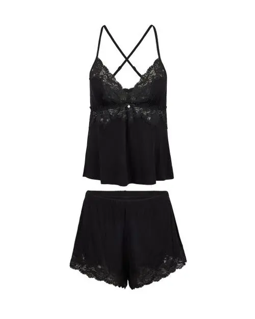 ADORE ME Lora Pajama Cami & Shorts Set - Black