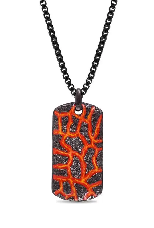 LUVMYJEWELRY Rivers Of Fire Tag Necklace - Dark Grey