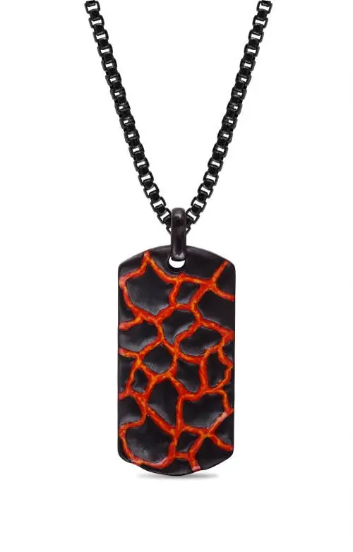 LUVMYJEWELRY Earth Fire Silver & Enamel Tag Necklace - Dark Grey