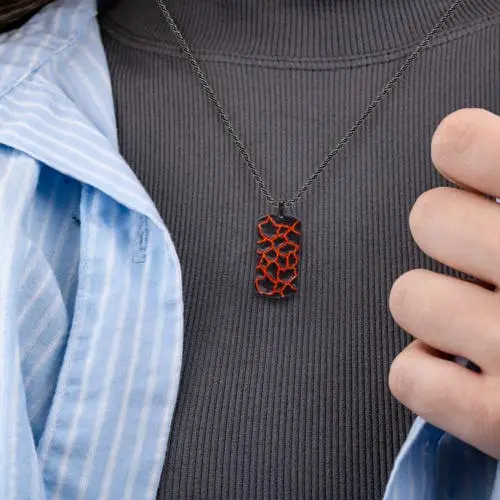 LUVMYJEWELRY Earth Fire Silver & Enamel Tag Necklace