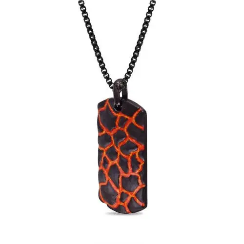 LUVMYJEWELRY Earth Fire Silver & Enamel Tag Necklace