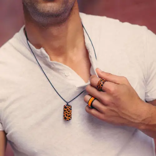 LUVMYJEWELRY Earth Fire Silver & Enamel Tag Necklace