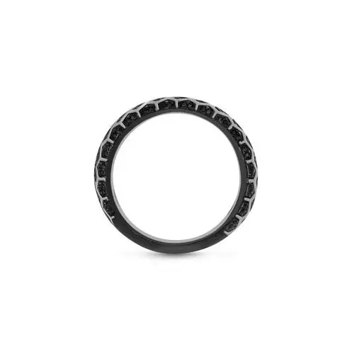 LUVMYJEWELRY Sterling Silver And Black Diamond Band Ring
