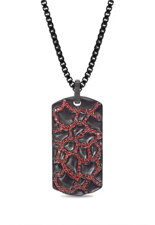 LUVMYJEWELRY Fiery Ascent & Garnets Tag Necklace - Silver