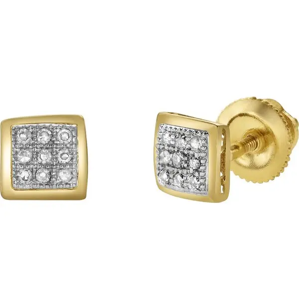 LUVMYJEWELRY Beamz Diamond Stud Earrings - 10k Yellow Gold