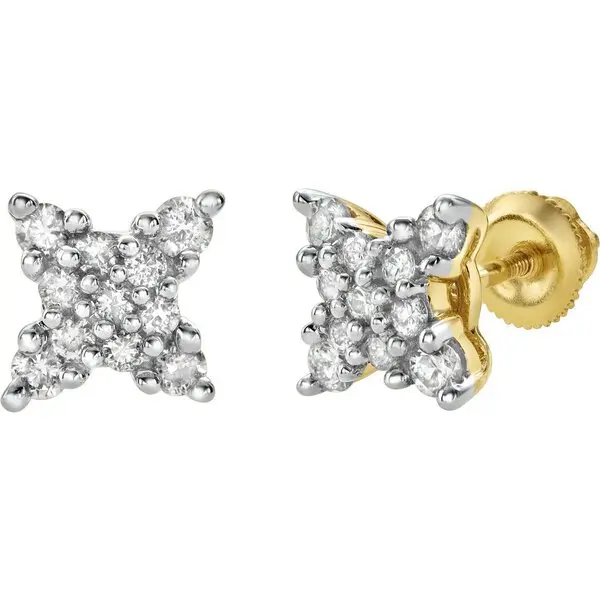LUVMYJEWELRY Bladez Diamond Stud Earrings - 14k Yellow Gold
