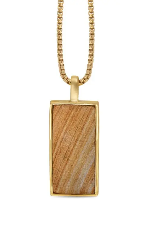 LUVMYJEWELRY Wood Jasper Sterling Silver Tag Pendant Necklace - 14kt Gold Vermeil On Sterling