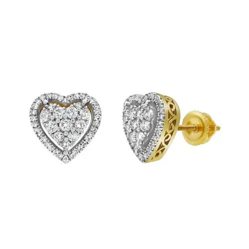 LUVMYJEWELRY Diamond Stud Earrings - 14k Yellow Gold