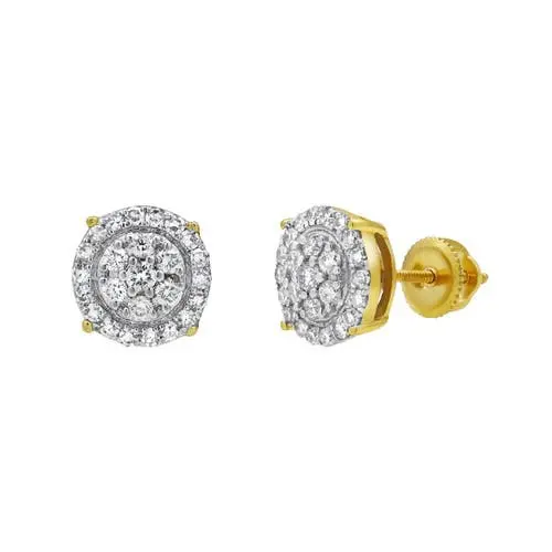 LUVMYJEWELRY Radiant Helios Diamond Stud Earrings - 14k Yellow Gold