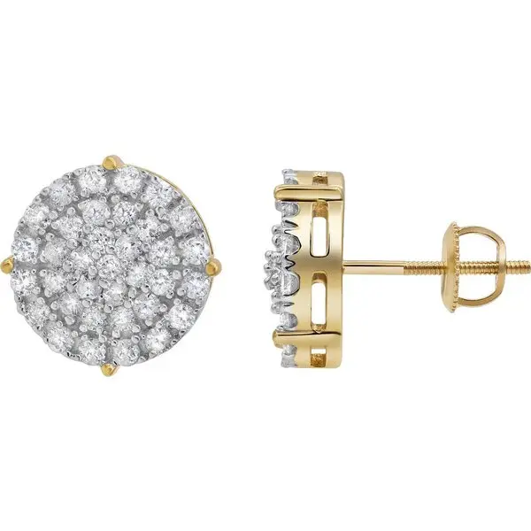 LUVMYJEWELRY Dartboard Diamond Stud Earrings - 14k Yellow Gold
