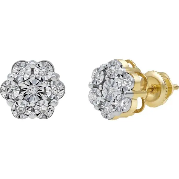 LUVMYJEWELRY Diamond Stud Earrings - 10k Yellow Gold