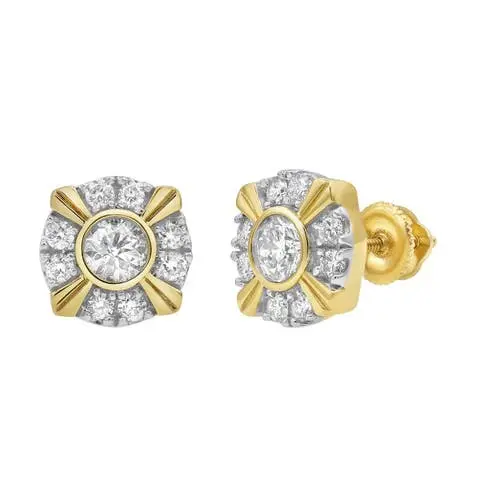 LUVMYJEWELRY 0.76 Ct. Diamond Stud Earrings - 14k Yellow Gold
