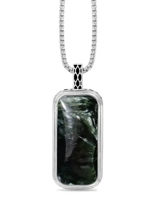 LUVMYJEWELRY Seraphinite Sterling Tag Necklace - Silver
