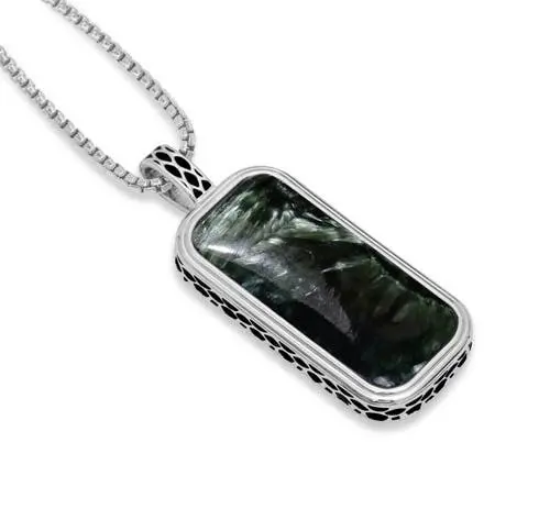 LUVMYJEWELRY Seraphinite Sterling Tag Necklace