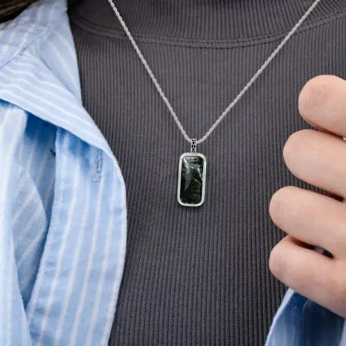 LUVMYJEWELRY Seraphinite Sterling Tag Necklace