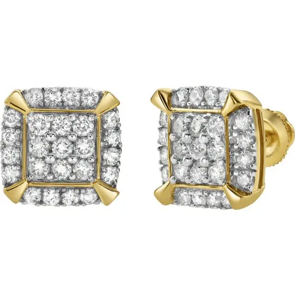 LUVMYJEWELRY Diamond Stud Earrings - 14k Yellow Gold