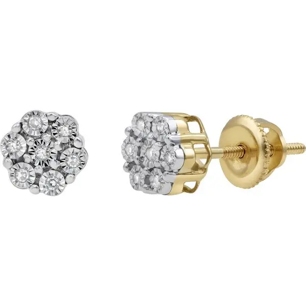 LUVMYJEWELRY Diamond Stud Earrings - 10k Yellow Gold