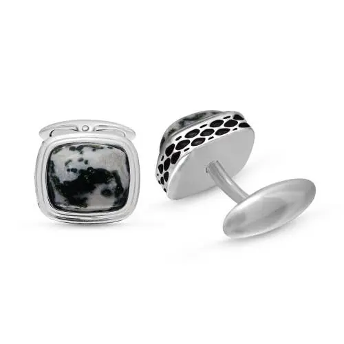 LUVMYJEWELRY Tree Agate Sterling Cufflinks