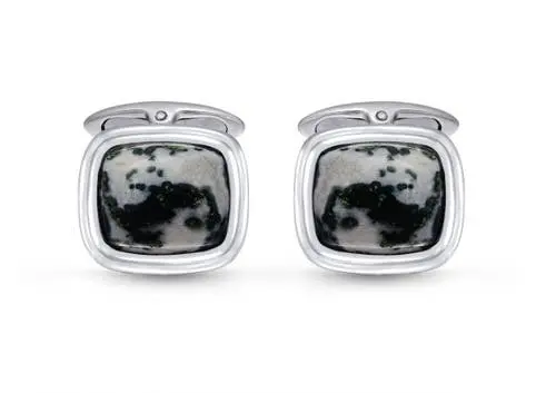 LUVMYJEWELRY Tree Agate Sterling Cufflinks