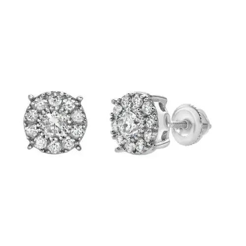 LUVMYJEWELRY 14k Gold 0.78ct Diamond Stud Earrings - 14k White Gold