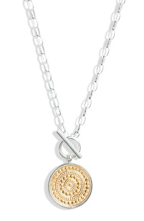 Anna Beck Classic Dotted Toggle Medallion Pendant Necklace - Two Tone