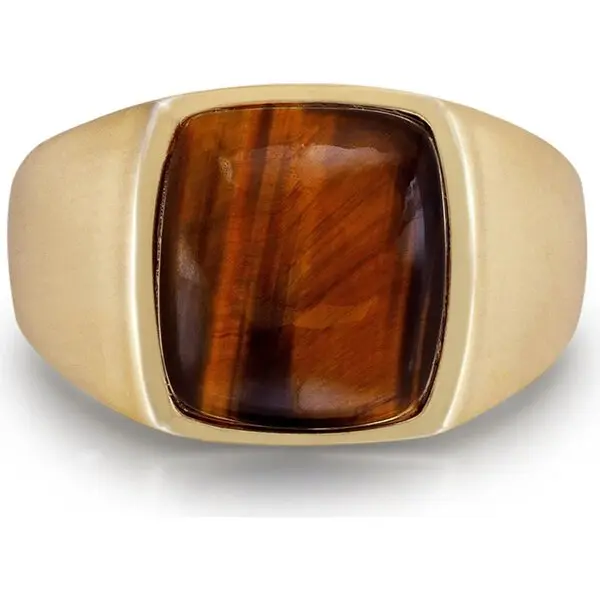 LUVMYJEWELRY Chatoyant Red Tiger Eye Quartz Signet Ring - 14kt Gold Vermeil On Sterling