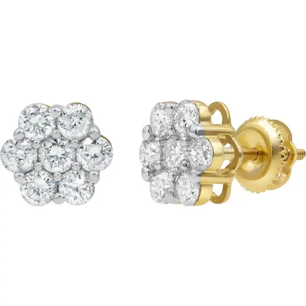 LUVMYJEWELRY 1.6 Ct. Diamond Stud Earrings - 14k Yellow Gold