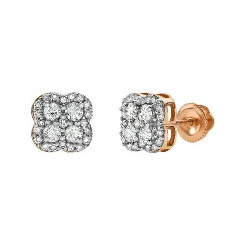 LUVMYJEWELRY 14k Gold Diamond Stud Earrings - 14k Rose Gold