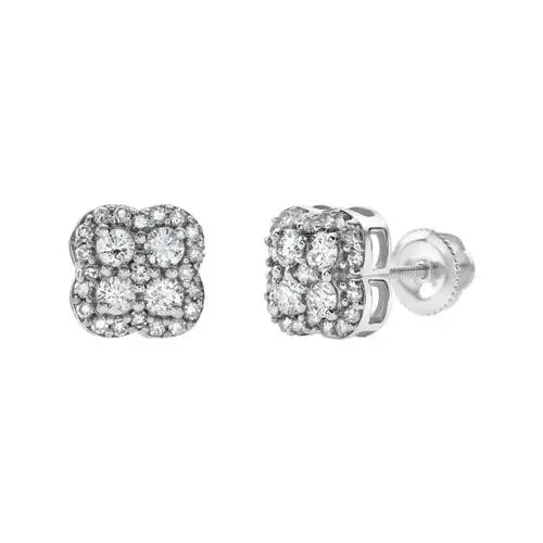 LUVMYJEWELRY 14k Gold Diamond Stud Earrings - 14k White Gold