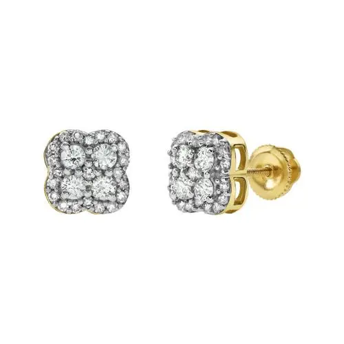 LUVMYJEWELRY 14k Gold Diamond Stud Earrings - 14k Yellow Gold