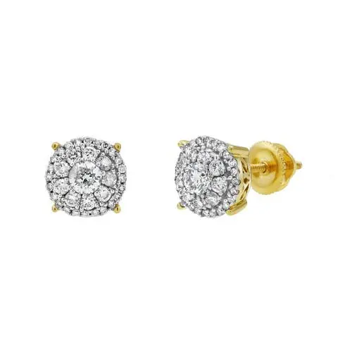 LUVMYJEWELRY Lotus Loop Diamond Stud Earrings - 14k Yellow Gold