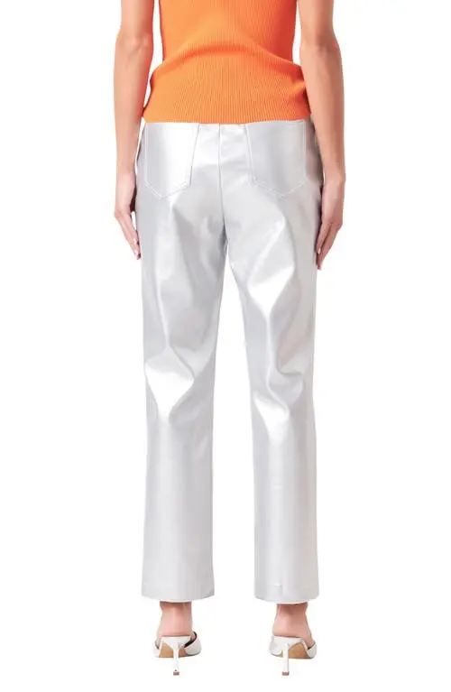 GREY LAB Shiny Faux Leather Straight Leg Pants