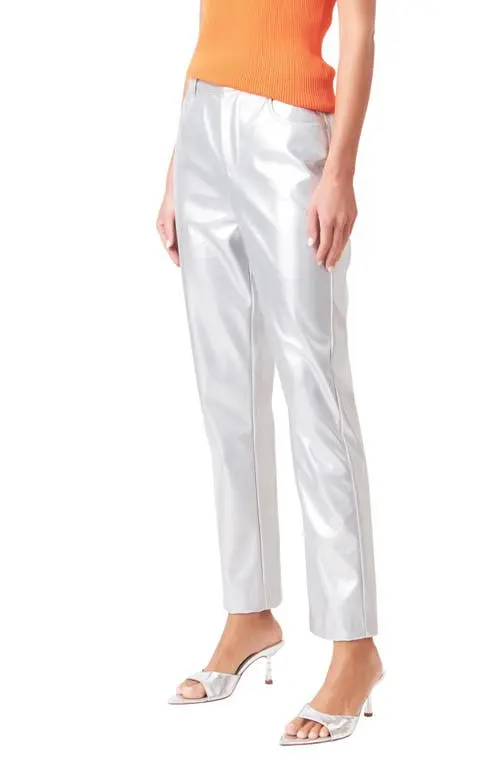 GREY LAB Shiny Faux Leather Straight Leg Pants