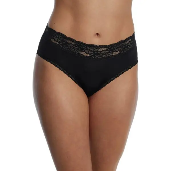 SKARLETT BLUE Goddess Lace Trim Hipster - Black