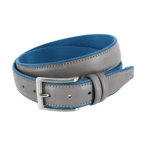 Trafalgar The Back Nine Leather Golf Belt - Grey With Light Blue Lining