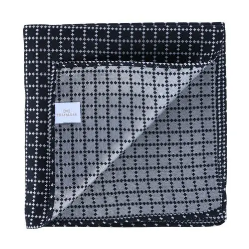 Trafalgar Rowan Geometric Pattern Silk Pocket Square - Black