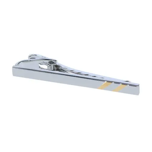 Trafalgar Rhodium And Gold Detailed Tie Bar - Silver And Gold